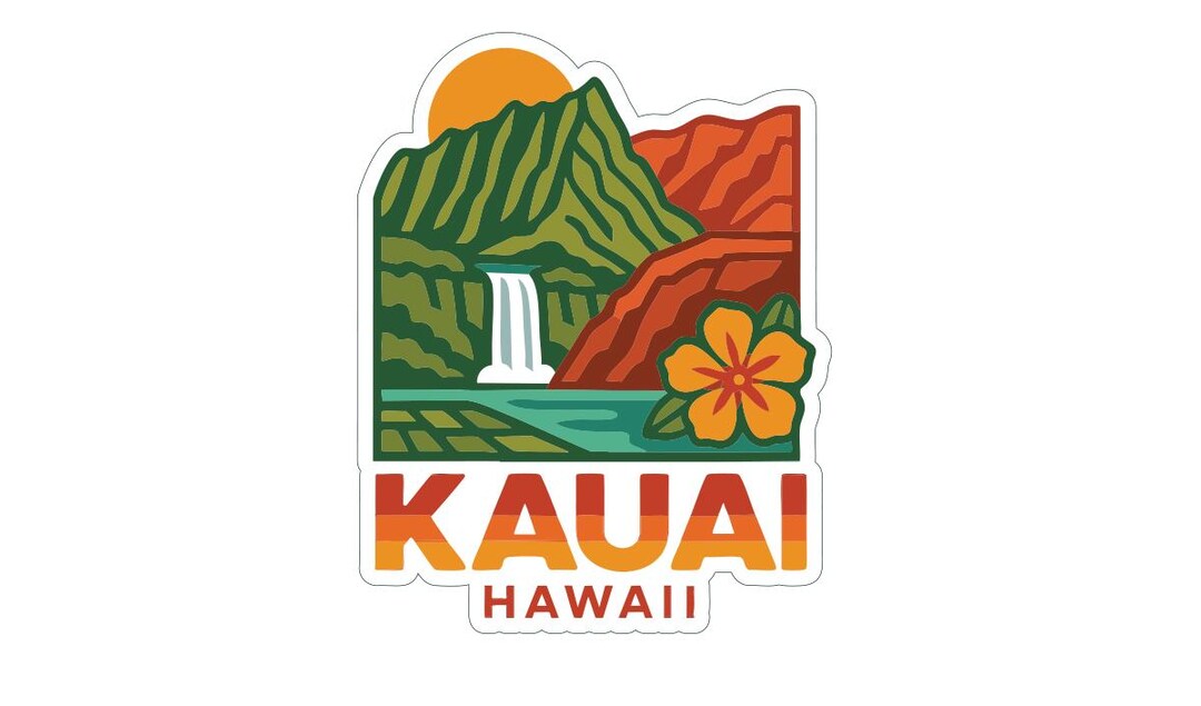 Kauai Hawaii Sticker Decal Vinyl Die-cut City Skyline Landmark Design ...