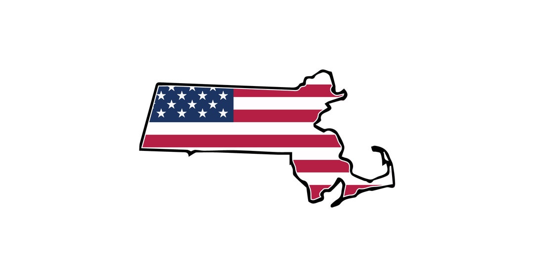 State of Massachusetts American Flag Sticker Decal USA Massachusetts ...