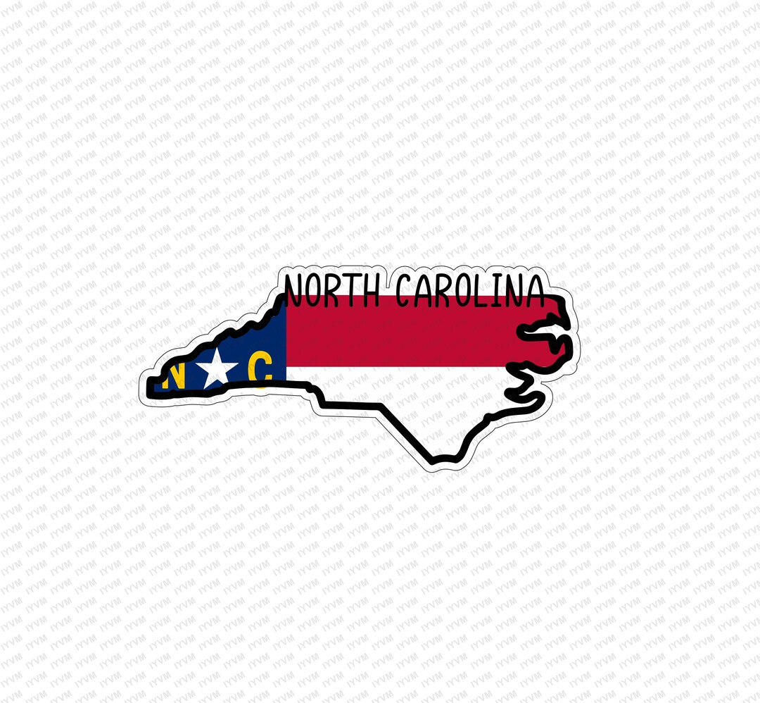 State of North Carolina Map Flag Sticker Decal USA North Carolina State ...