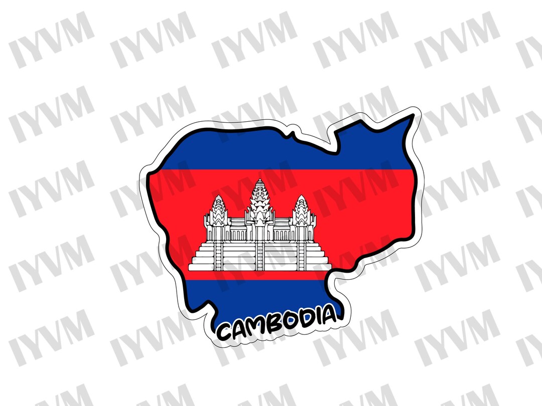 Cambodia Map Flag Sticker Decal / Phnom Penh / Kampuchea / Kingdom of ...