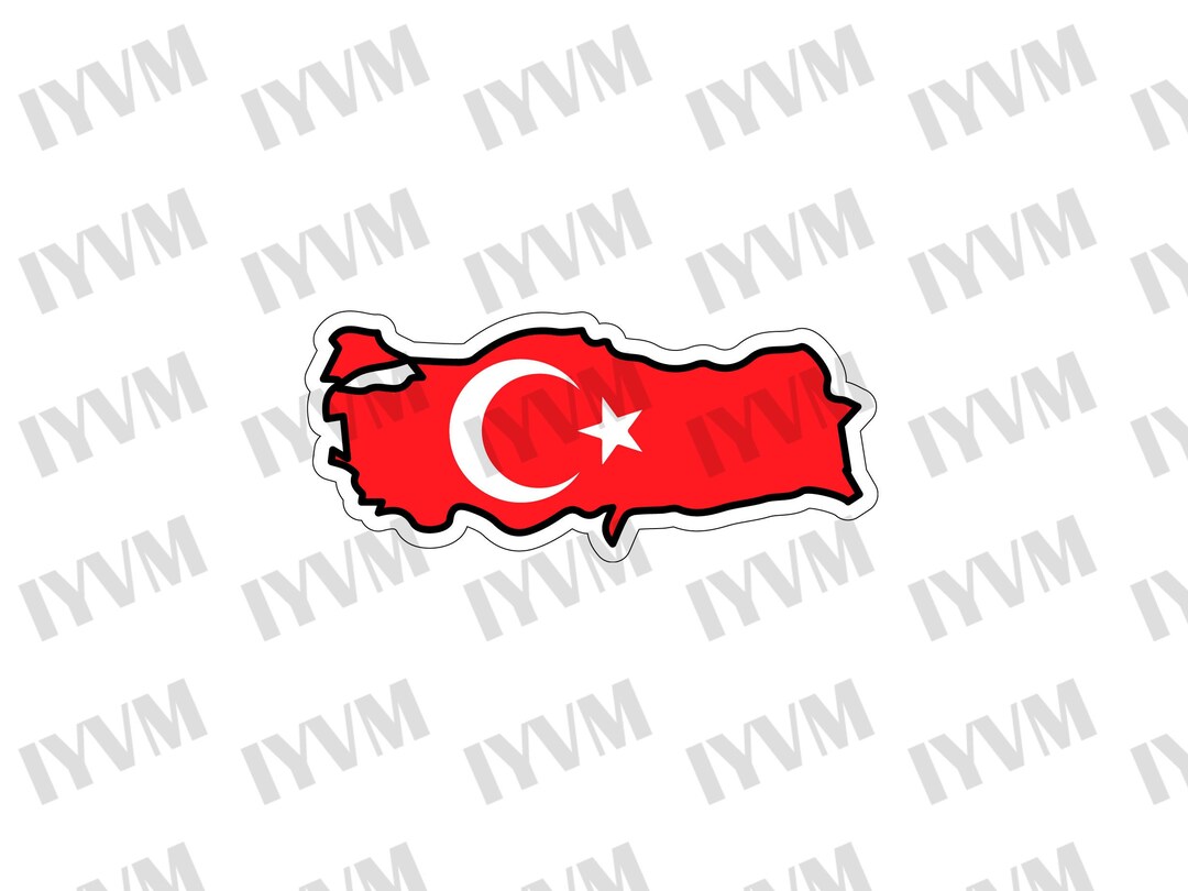 Turkey Map Flag Sticker Decal / Republic of Turkey / Türkiye ...