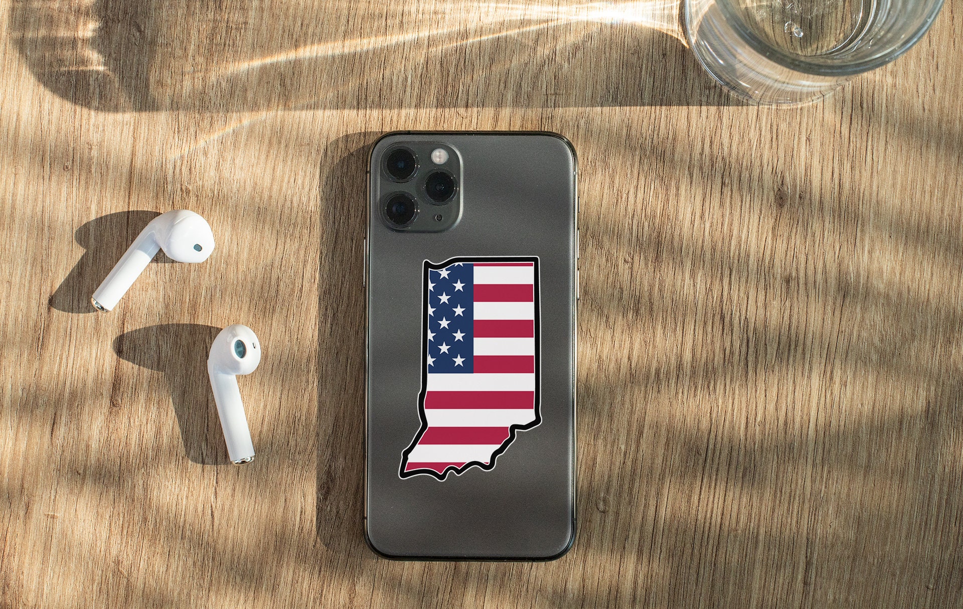State of Indiana American Flag Sticker Decal USA Indiana State ...