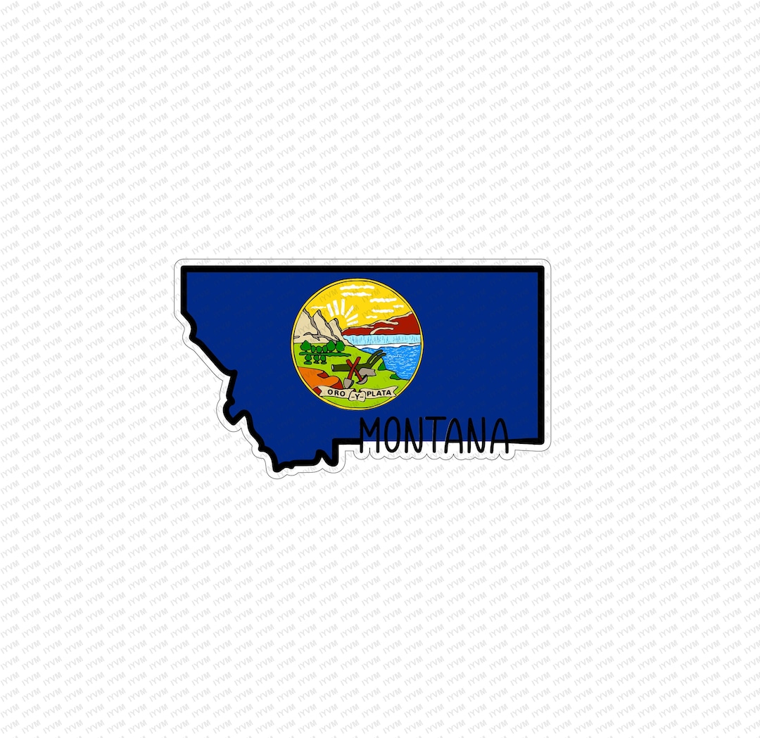 State of Montana Map Flag Sticker Decal USA Montana State Helena the ...