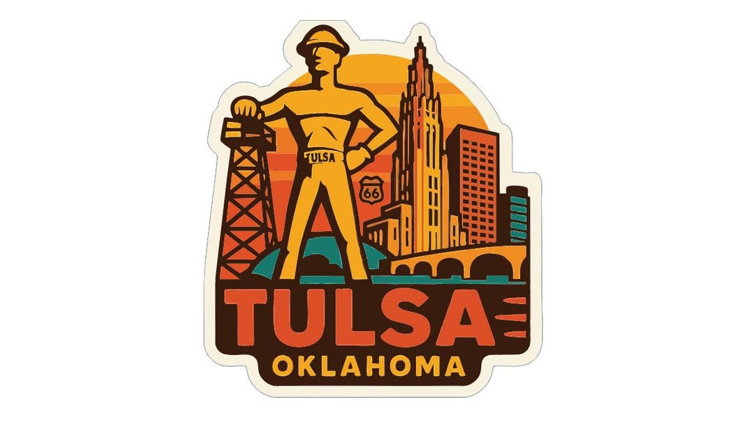 Tulsa Oklahoma Sticker Decal Vinyl Die-cut City Skyline Landmark Design ...