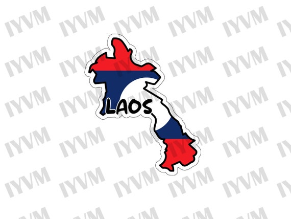 Laos Map Flag Sticker Decal / Lao People's Democratic - Etsy