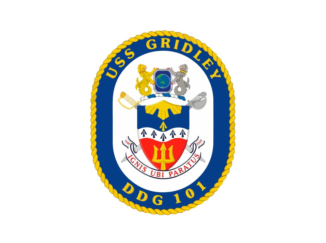 USS Gridley DDG-101 Badge Sticker Decal Arleigh Burke Class Destroyer ...
