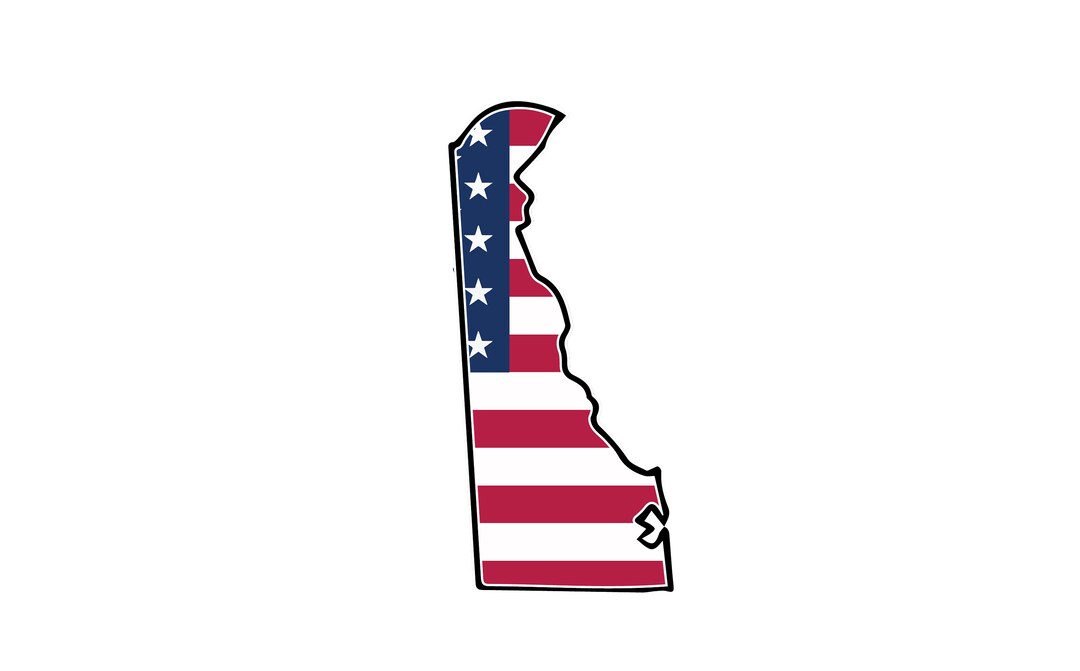 State of Delaware American Flag Sticker Decal USA Delaware State Dover ...
