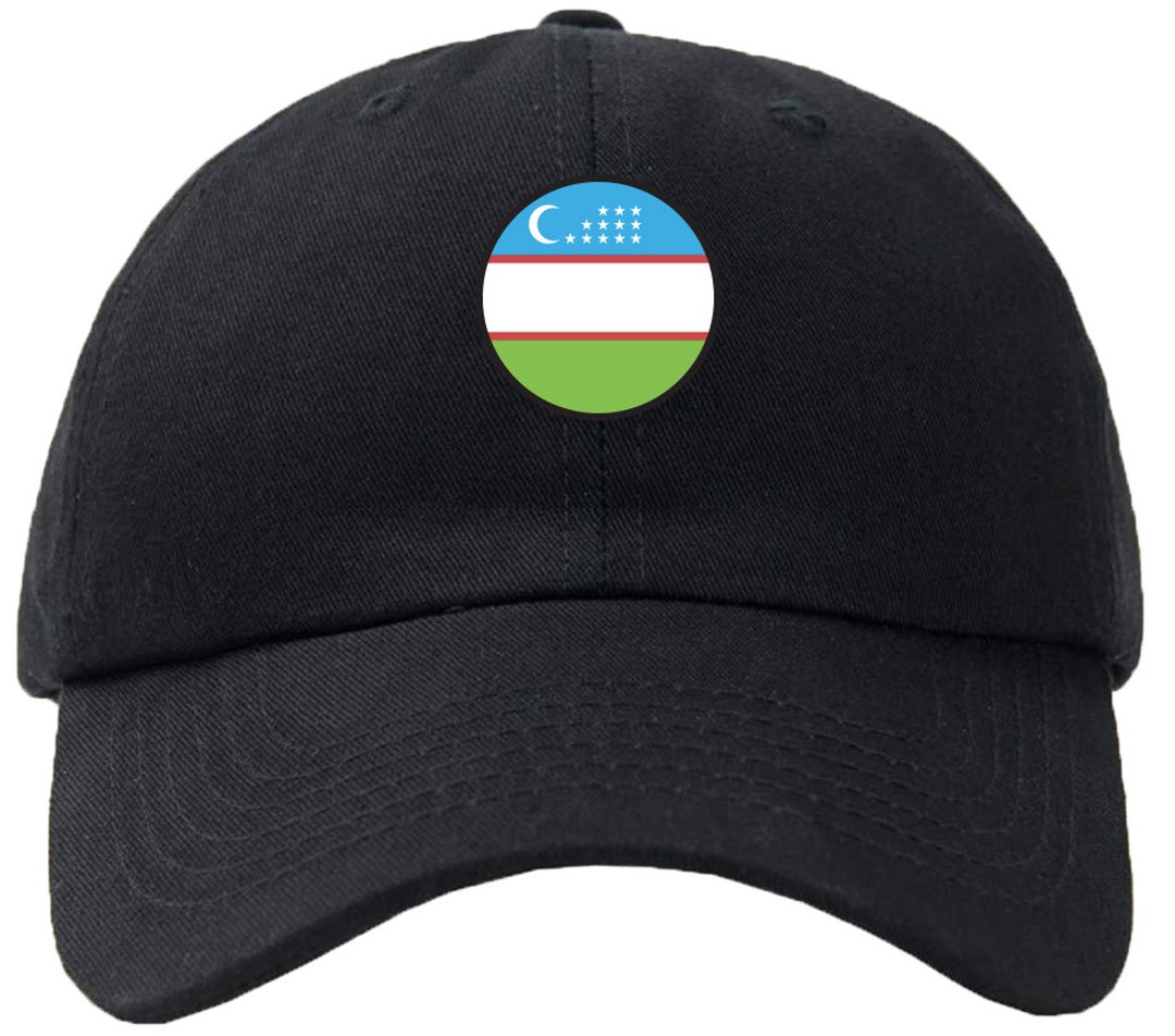 Uzbekistan Flag Circle Baseball Cap Hat Hook & Loop Closure - Etsy