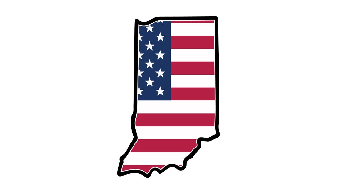 State of Indiana American Flag Sticker Decal USA Indiana State ...
