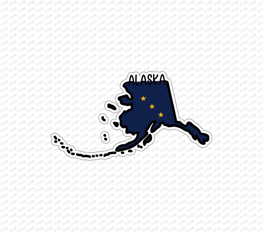 State of Alaska Map Flag Sticker Decal USA Alaska State Juneau the Last ...