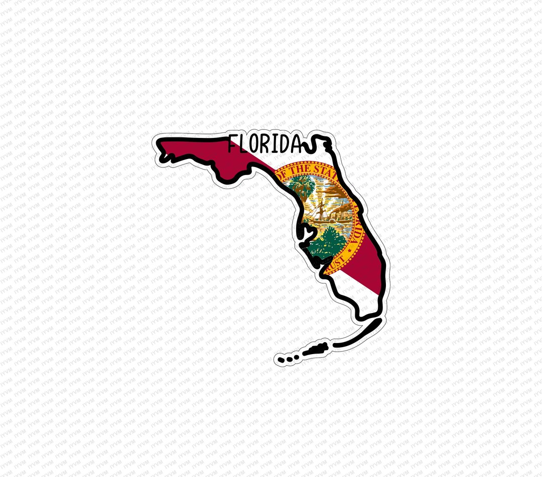 State of Florida Map Flag Sticker Decal USA Florida State Tallahassee ...