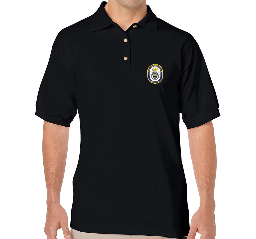 USS Forrest Sherman DDG-98 Black Polo Shirt Logo Printed on Left Chest ...