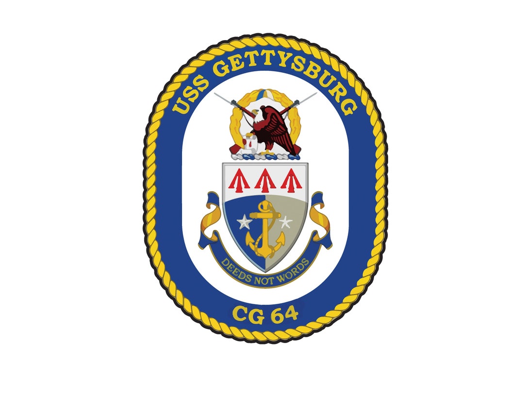 USS Gettysburg CG-64 Badge Sticker Decal Ticonderoga Class Cruiser Car ...