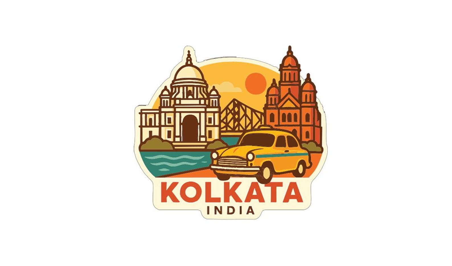 Kolkata India Sticker Decal Vinyl Die-cut City Skyline Landmark Design ...