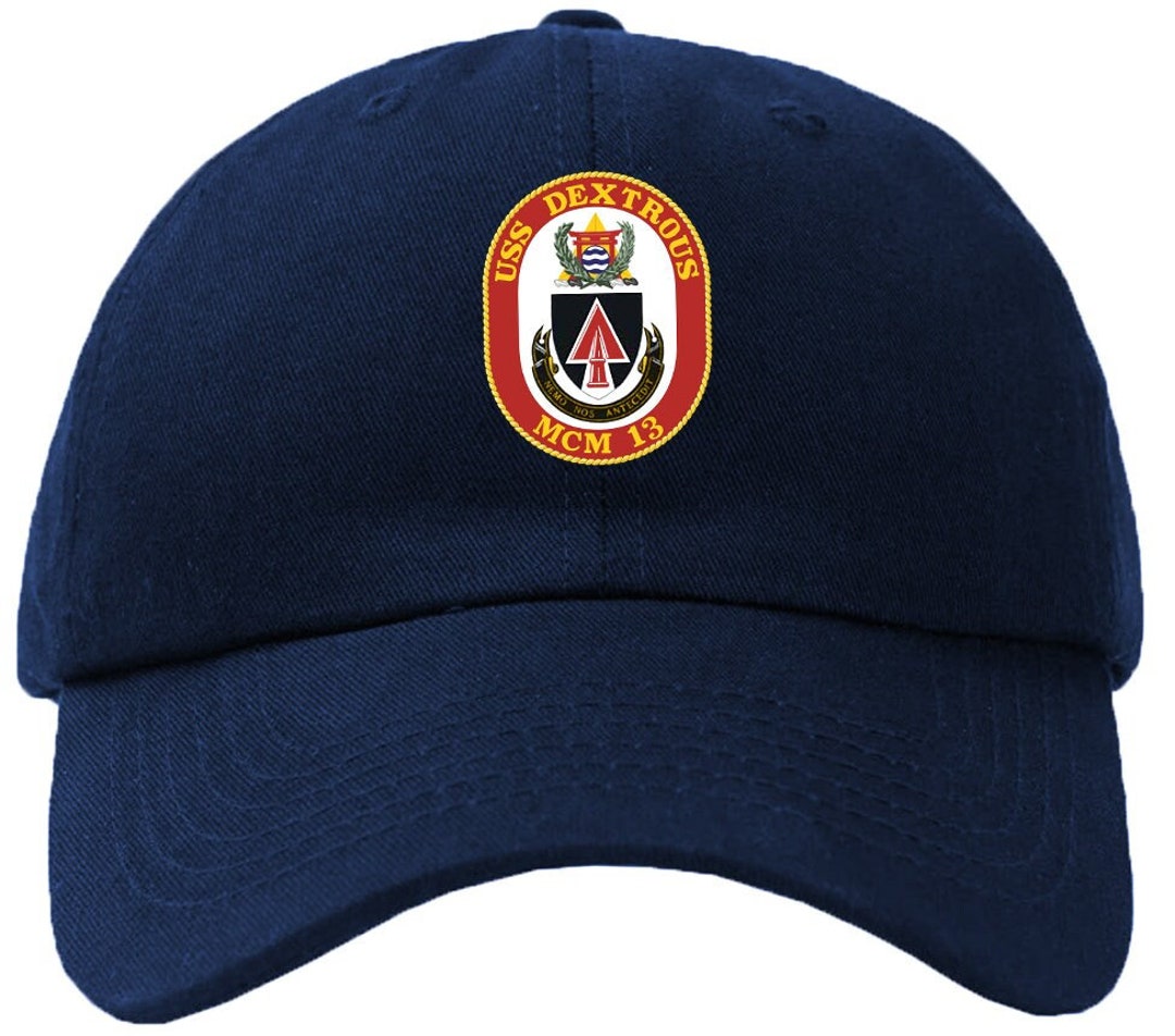 USS Dextrous MCM-13 Badge Baseball Cap Hat Hook & Loop Closure Avenger ...