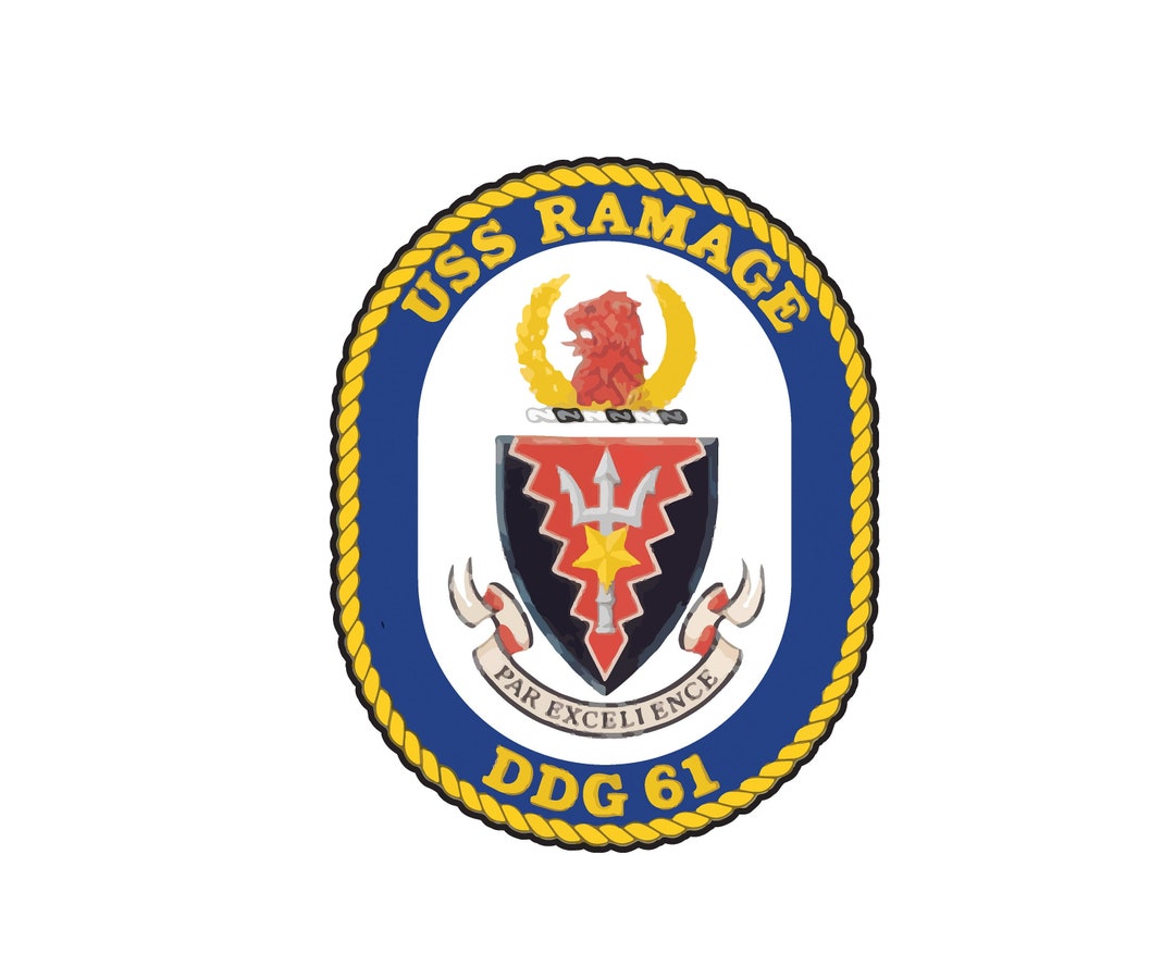 USS Ramage DDG-61 Badge Sticker Decal Arleigh Burke Class Destroyer Car ...