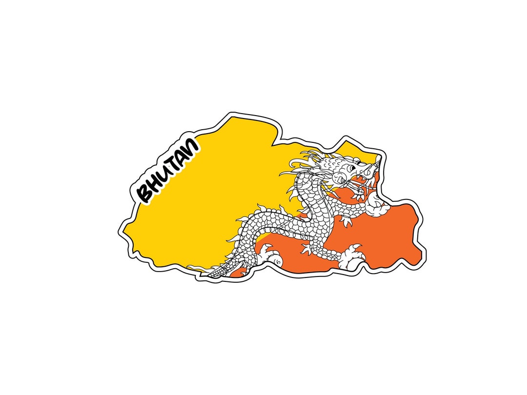 Bhutan Map Flag Sticker Decal - Etsy