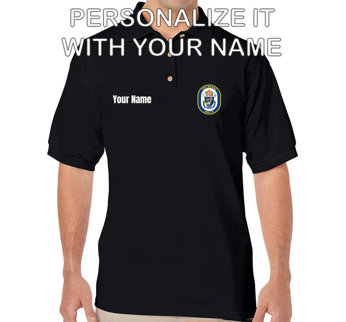 USS Mahan DDG-72 Black Polo Shirt Logo Printed on Left Chest - Etsy