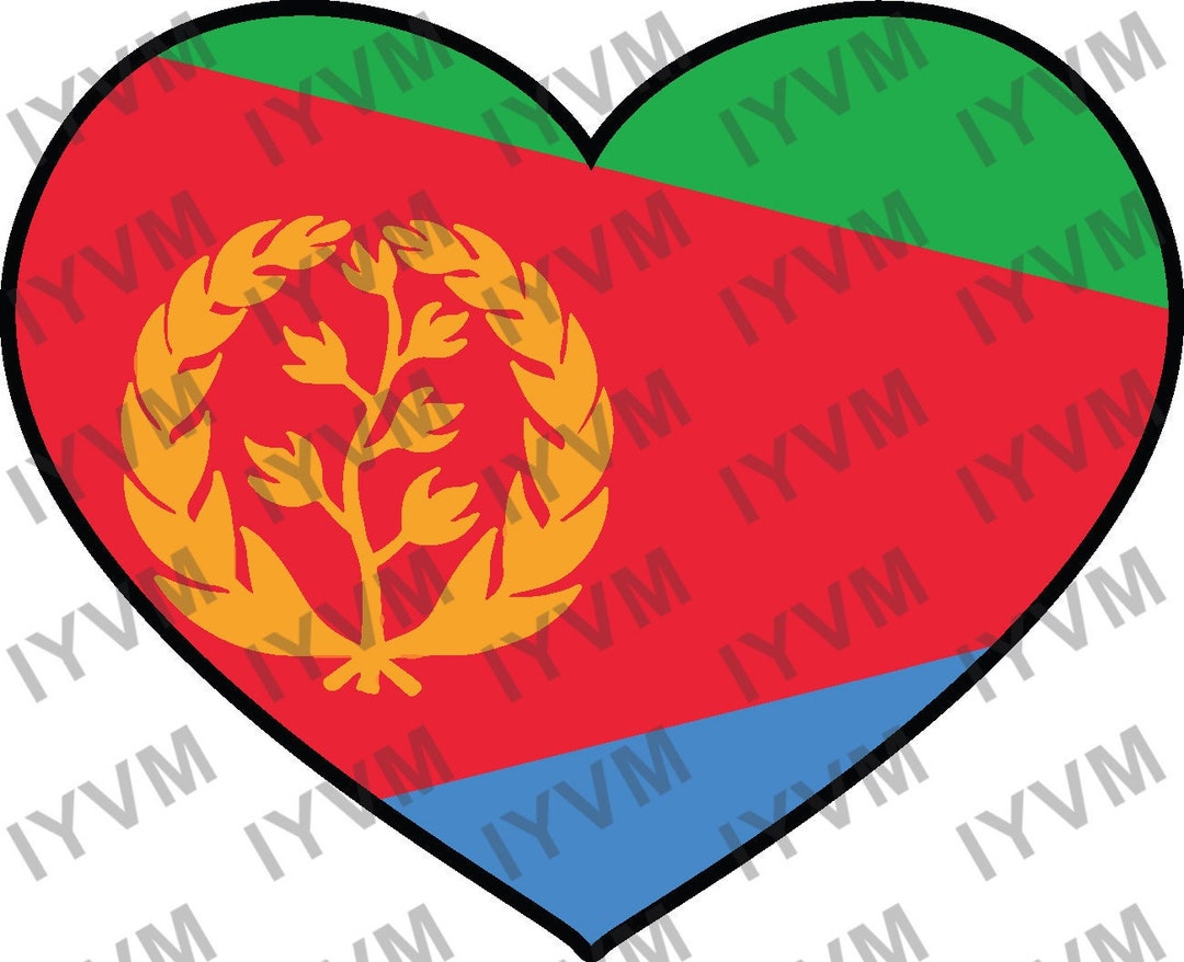 Eritrea Flag Heart Sticker Decal / State of Eritrea / Asmara / Tigrinya ...
