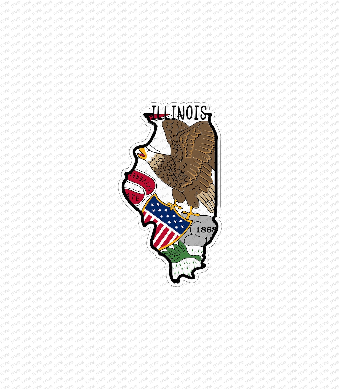 State of Illinois Map Flag Sticker Decal USA Illinois State Springfield ...