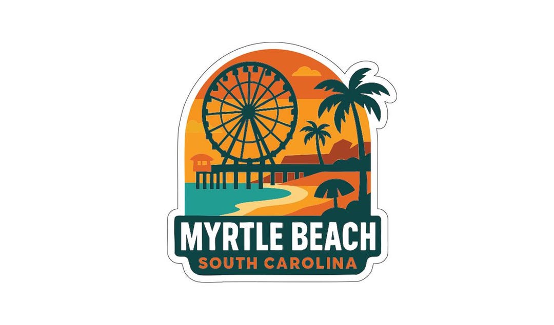 Myrtle Beach Sticker Decal Vinyl Die-cut City Skyline Landmark Design ...