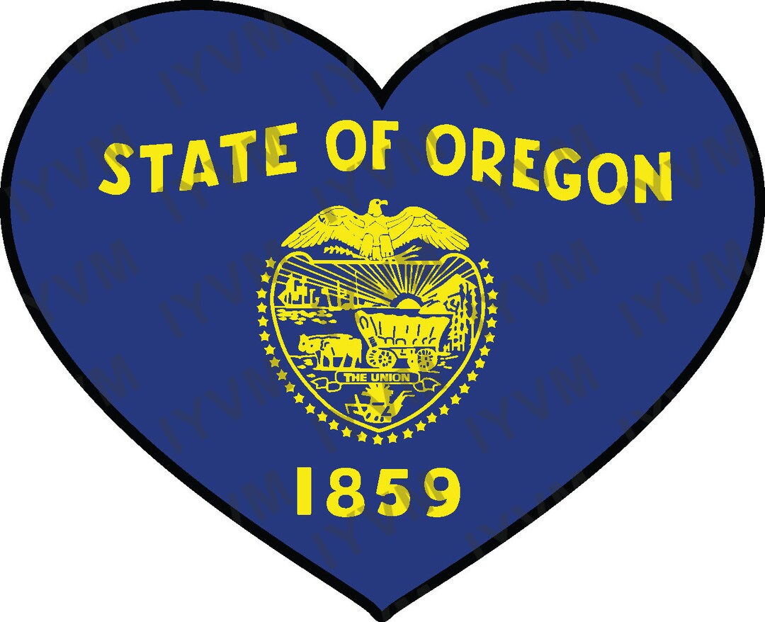 State of Oregon Flag Heart Sticker Decal USA Oregon State Salem the ...