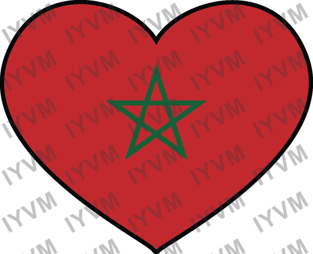 Morocco Flag Heart Sticker Decal / Kingdom of Morocco / المملكة ...