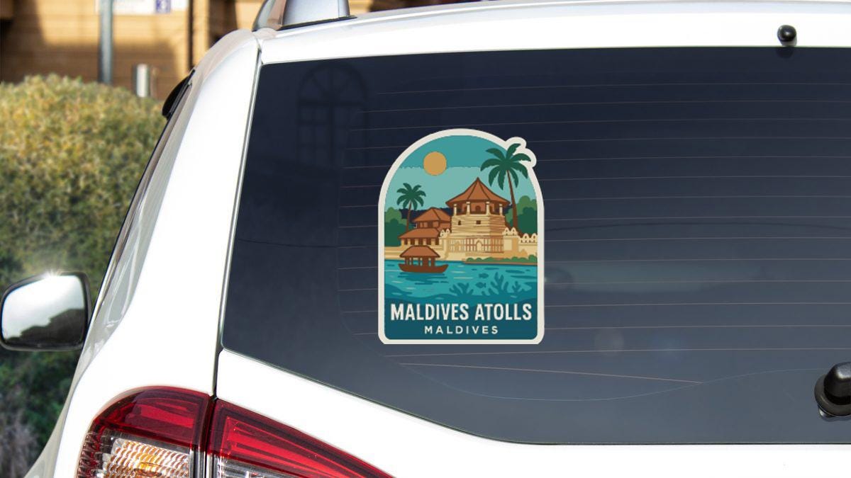Maldives Atolls Maldives Sticker Decal Vinyl Die-cut Symbolic Landmark ...