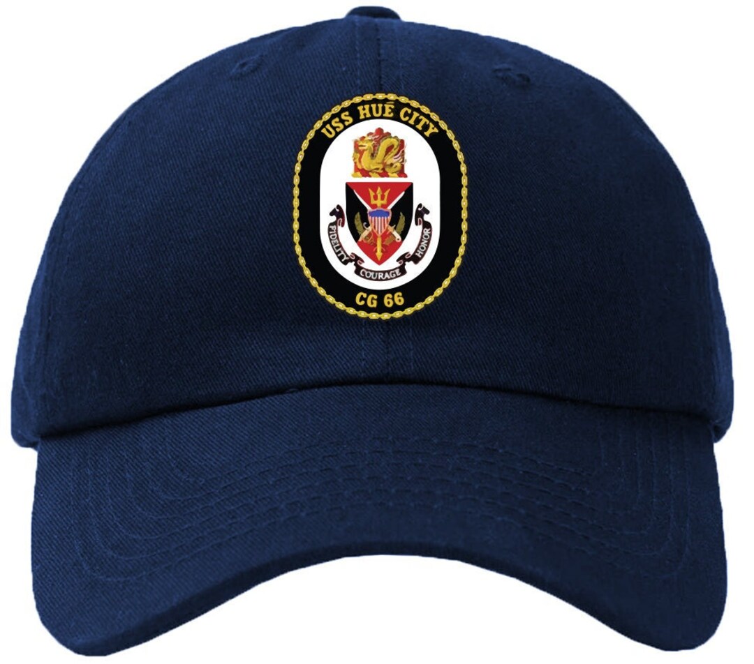 USS Hue City CG-66 Badge Baseball Cap Hat Hook & Loop Closure ...