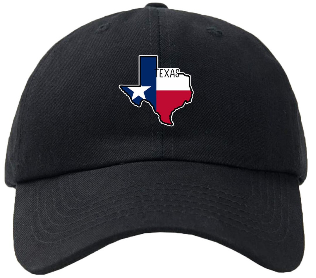 Texas Map Flag Baseball Cap Hat Hook & Loop Closure USA Texas State ...