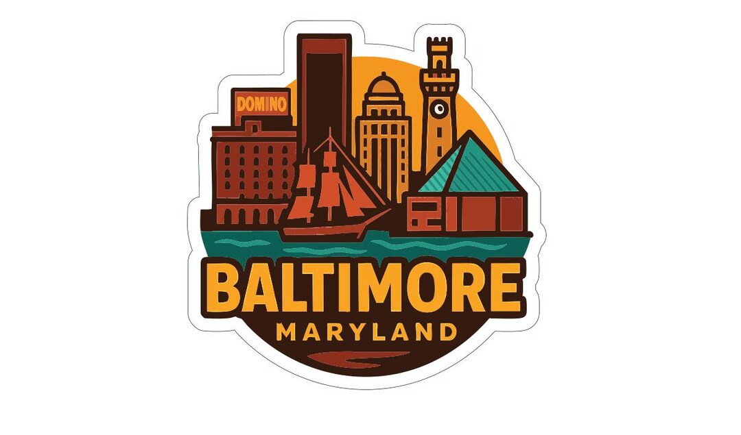 Baltimore Maryland Sticker Decal Vinyl Die-cut City Skyline Landmark ...