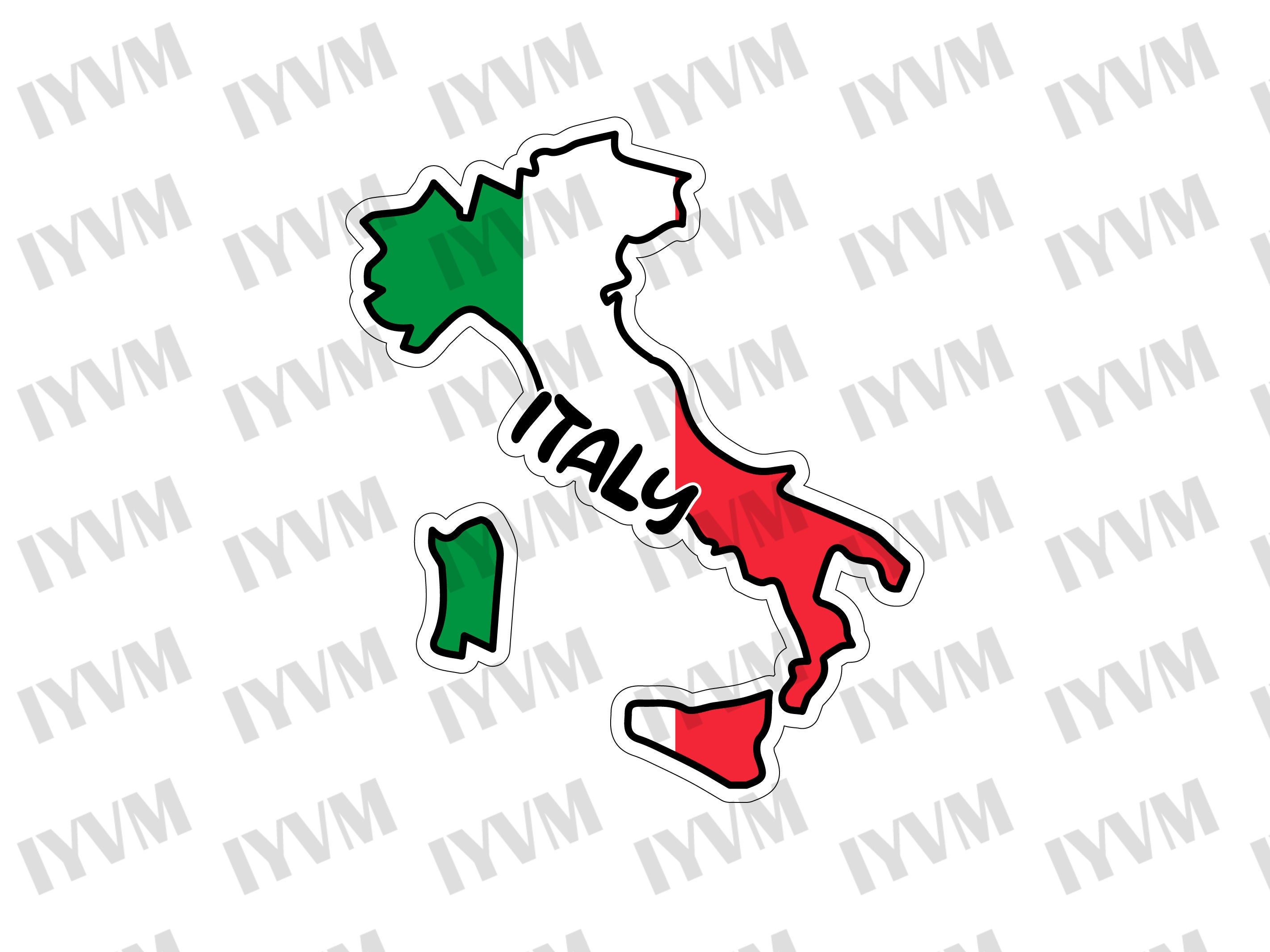Italy Map Flag Sticker Decal / Italian Republic / Republic of Italy ...