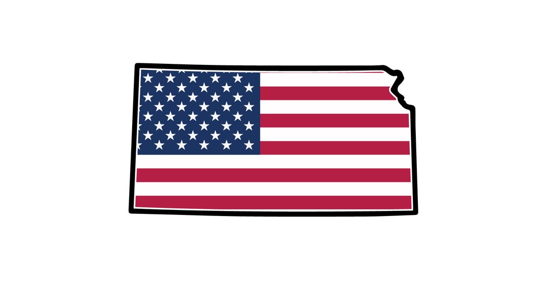 State of Kansas American Flag Sticker Decal USA Kansas State Topeka the ...