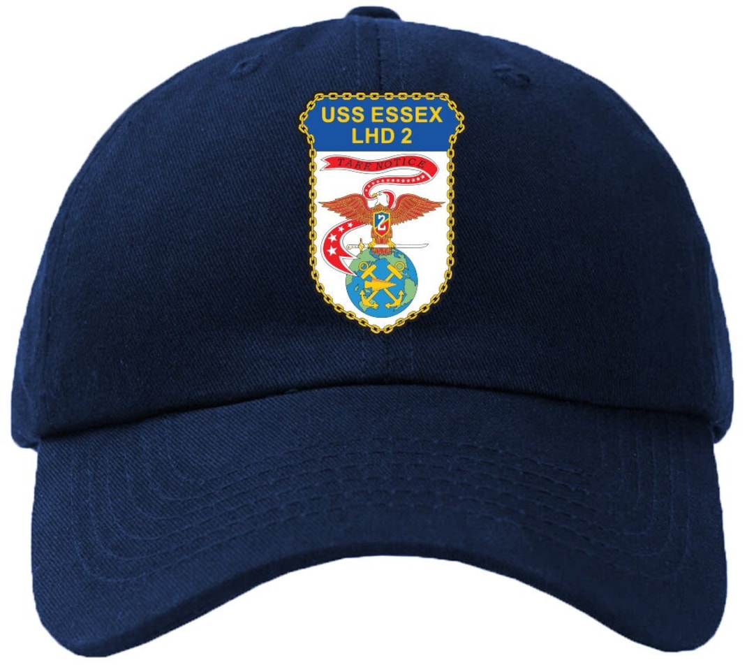 USS Essex LHD-2 Badge Baseball Cap Hat Hook & Loop Closure Wasp Class ...