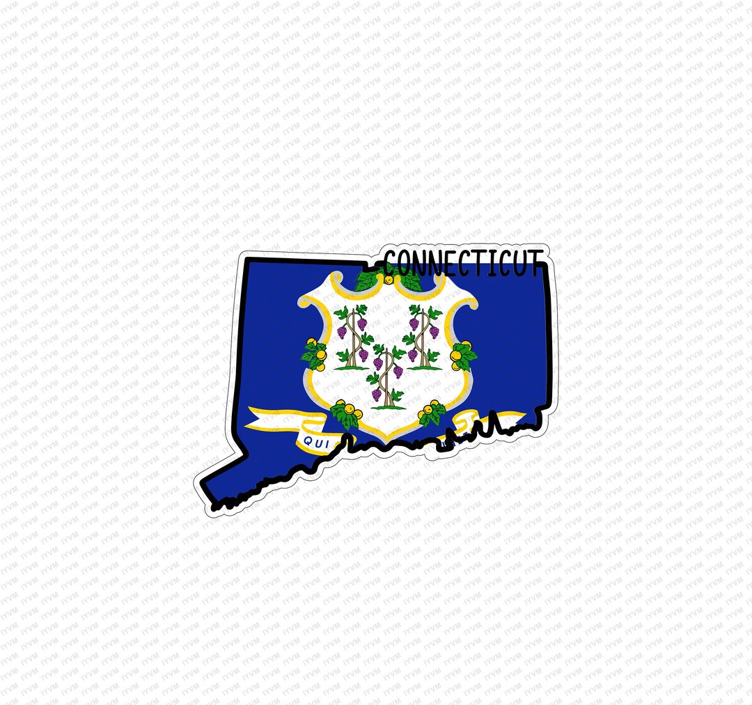 State of Connecticut Map Flag Sticker Decal USA Connecticut State ...