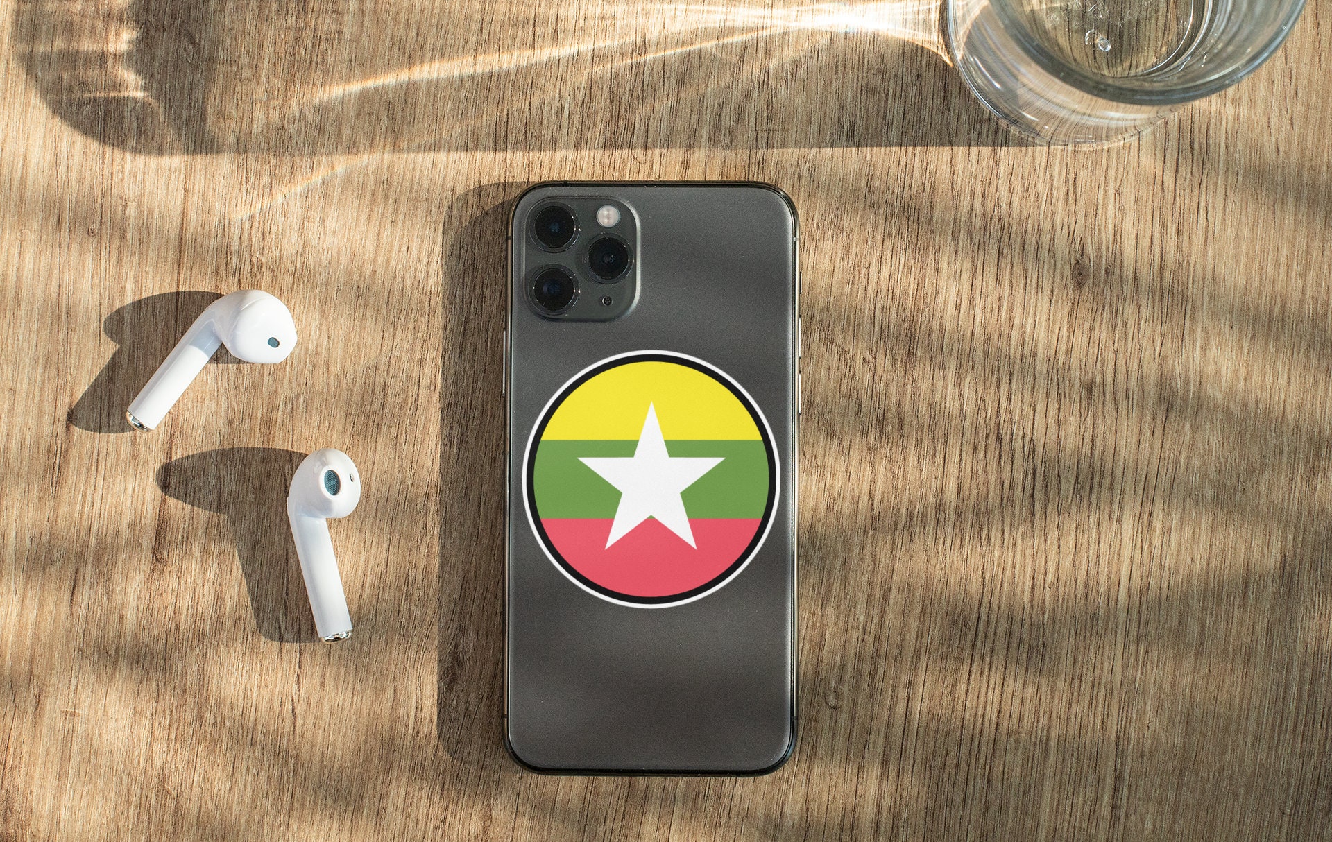 Myanmar Flag Circle Sticker Decal - Etsy