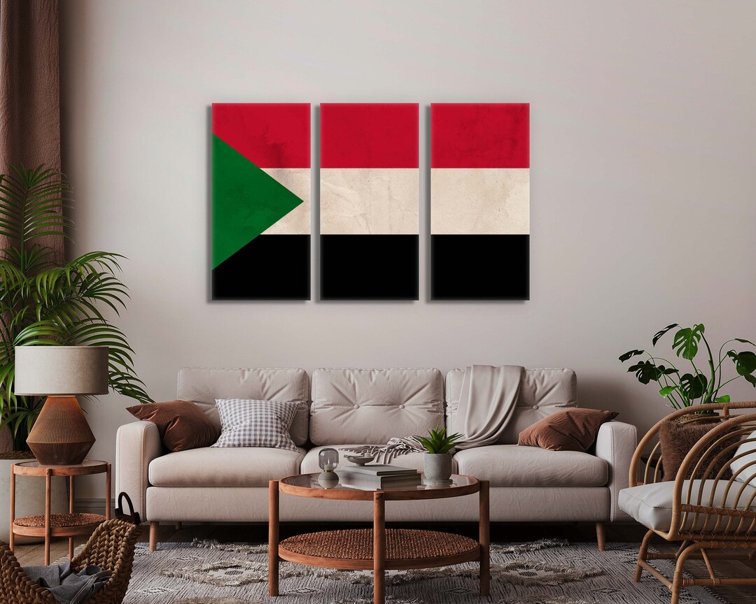 Sudan Flag Canvas Print Wall Art - 3 Panel Split Triptych or Single ...