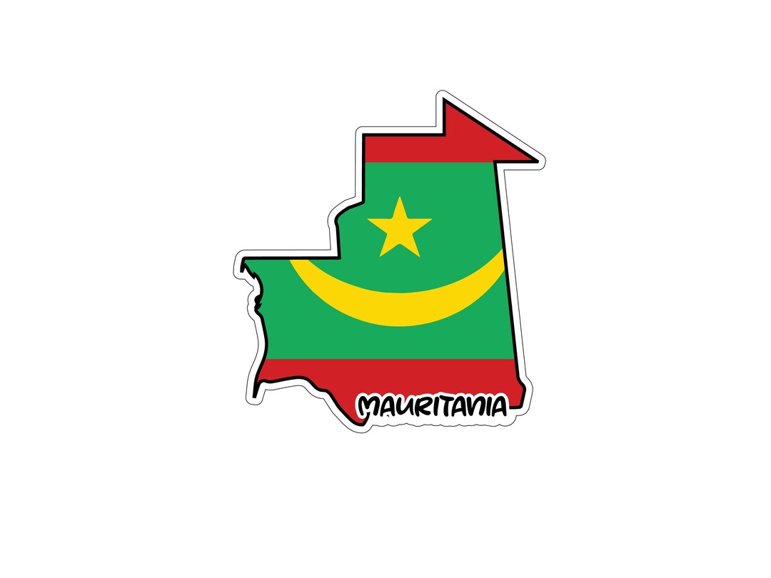 Mauritania Map Flag Sticker Decal - Etsy