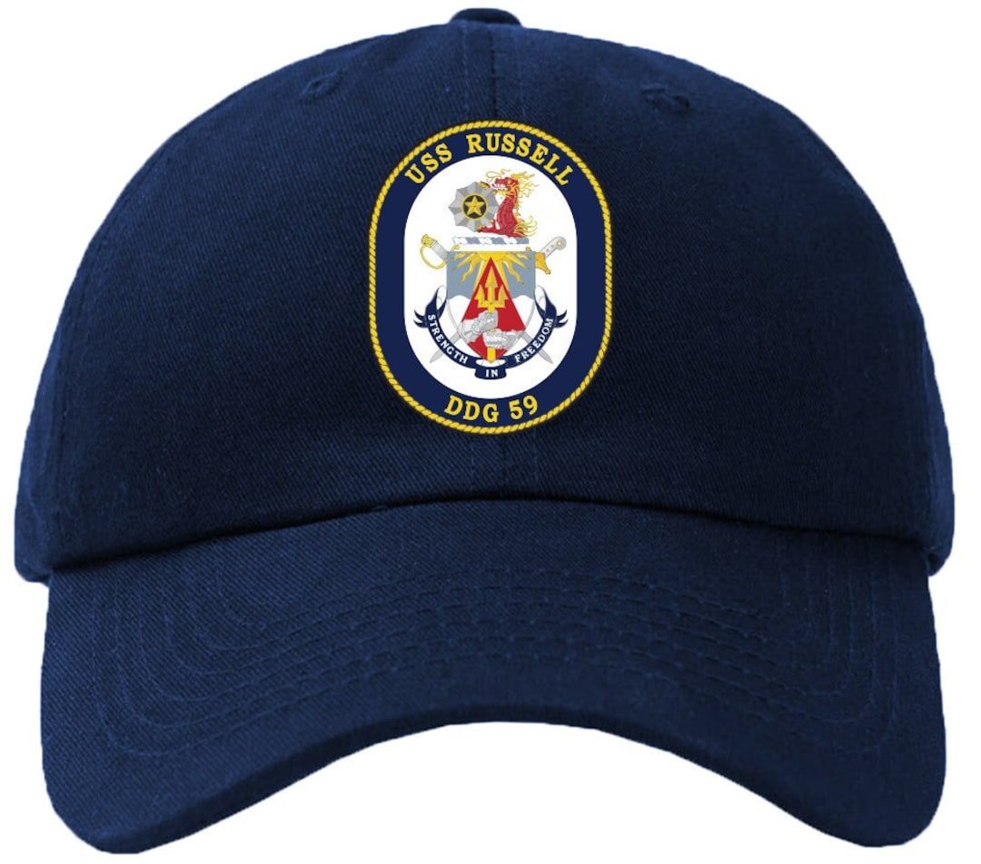 USS Russell DDG-59 Badge Baseball Cap Hat Hook & Loop Closure Arleigh ...