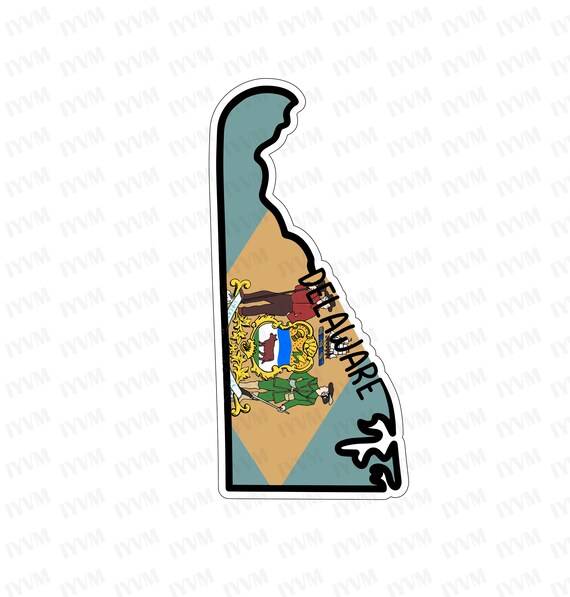 State of Delaware Map Flag Sticker Decal USA Delaware State | Etsy