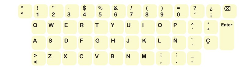 Spanish QWERTY Keyboard Sticker in Several Color Vinyl Decal - Etsy