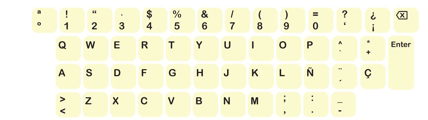 Spanish QWERTY Keyboard Sticker in Several Color Vinyl Decal Sticker - Etsy