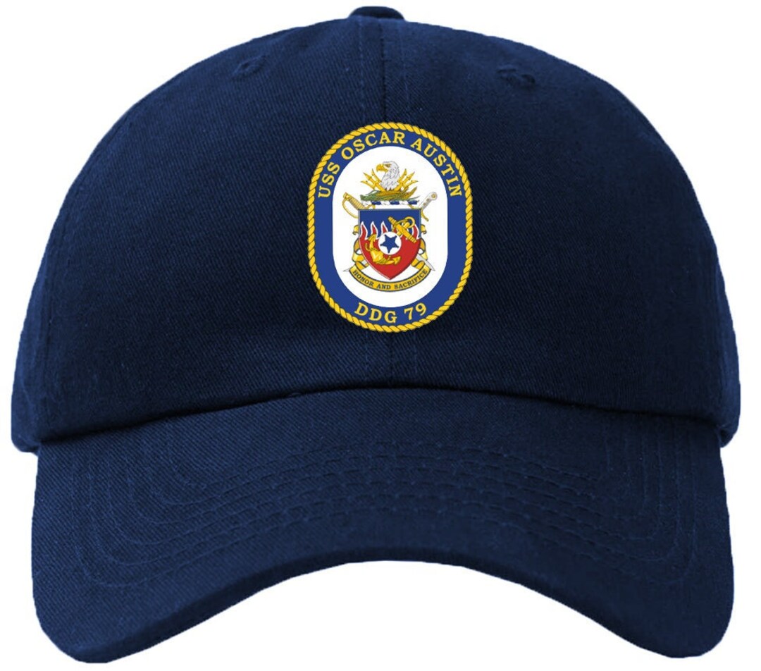 USS Oscar Austin DDG-79 Badge Baseball Cap Hat Hook & Loop Closure ...