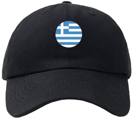 Greece Flag Circle Baseball Cap Hat Hook Loop Closure