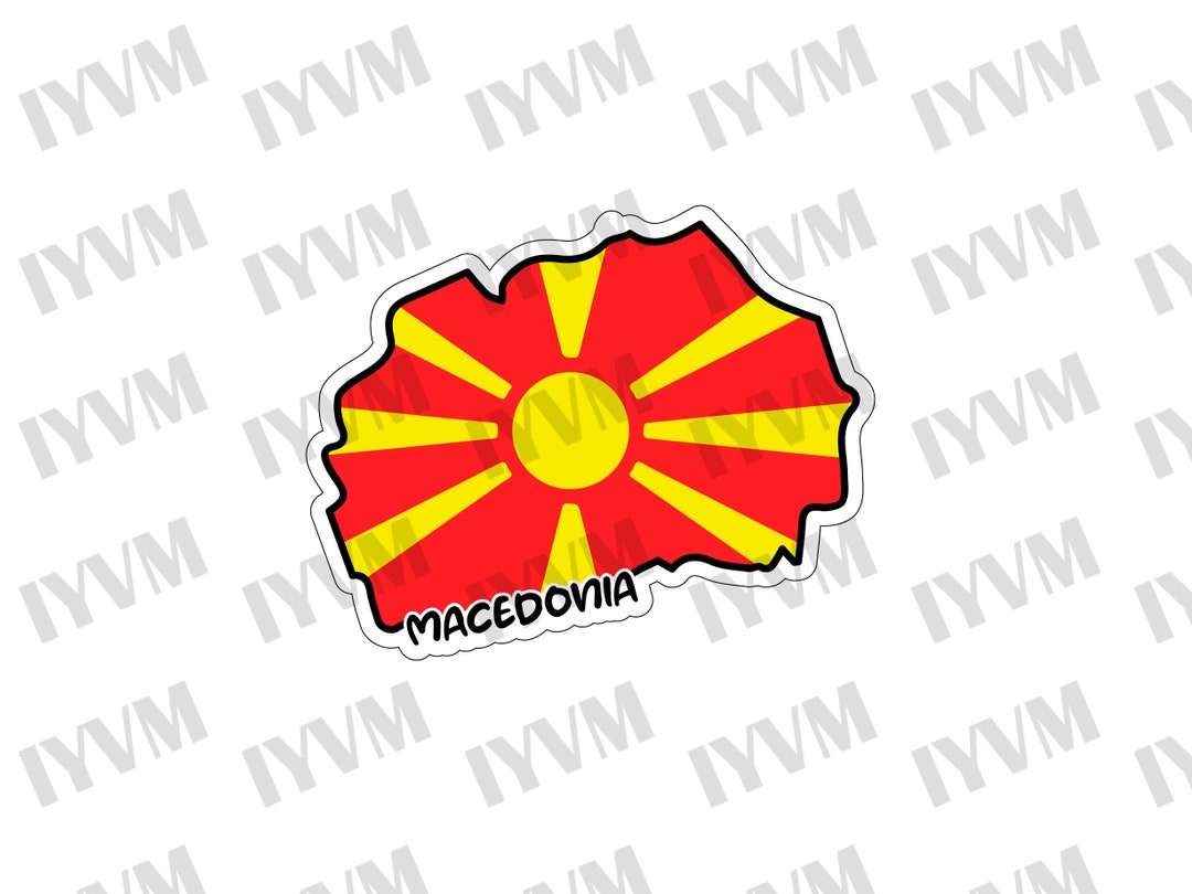 Macedonia Map Flag Sticker Decal / Republic of North Macedonia ...