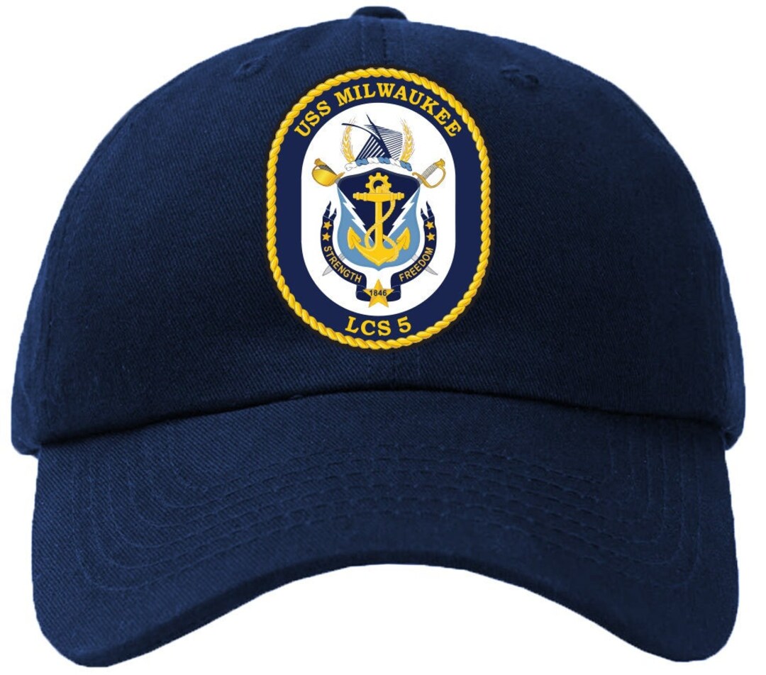 USS Milwaukee LCS-5 Badge Baseball Cap Hat Hook & Loop Closure Freedom ...