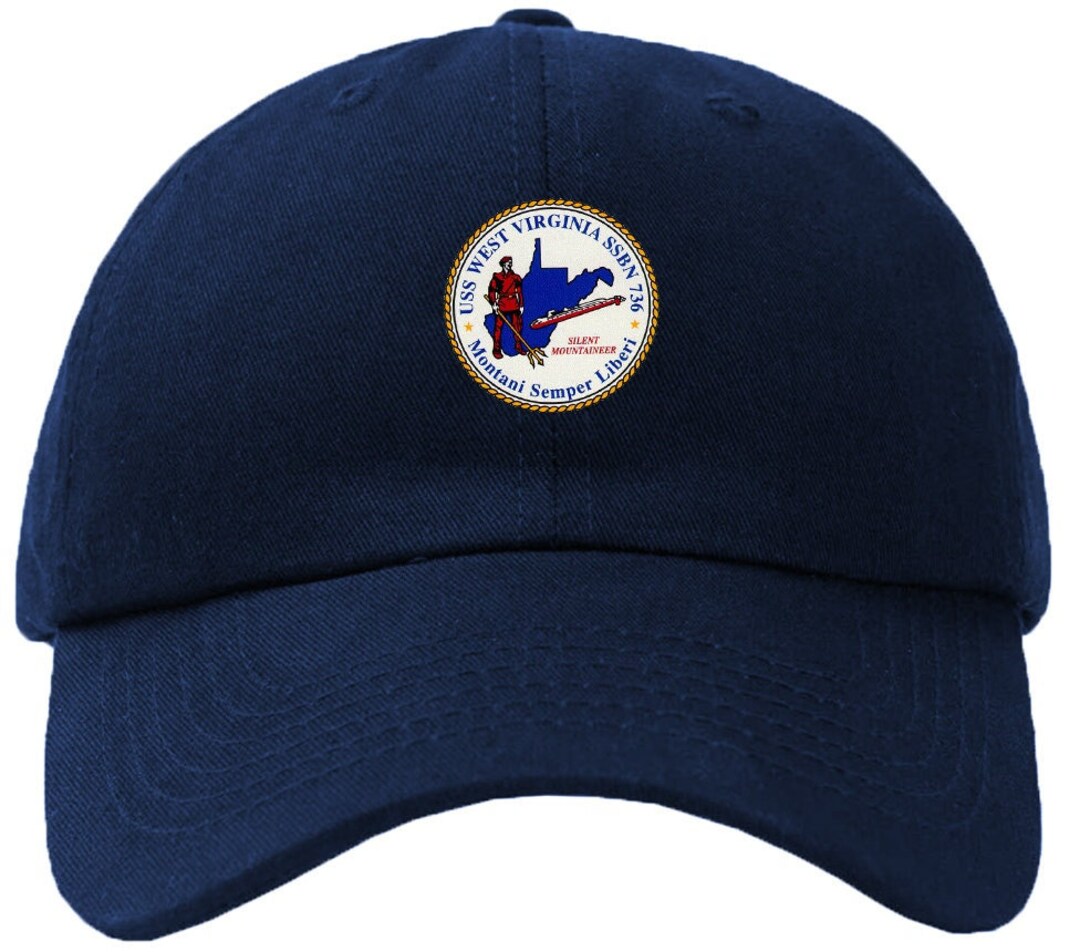 USS West Virginia SSBN-736 Badge Baseball Cap Hat Hook & Loop Closure ...