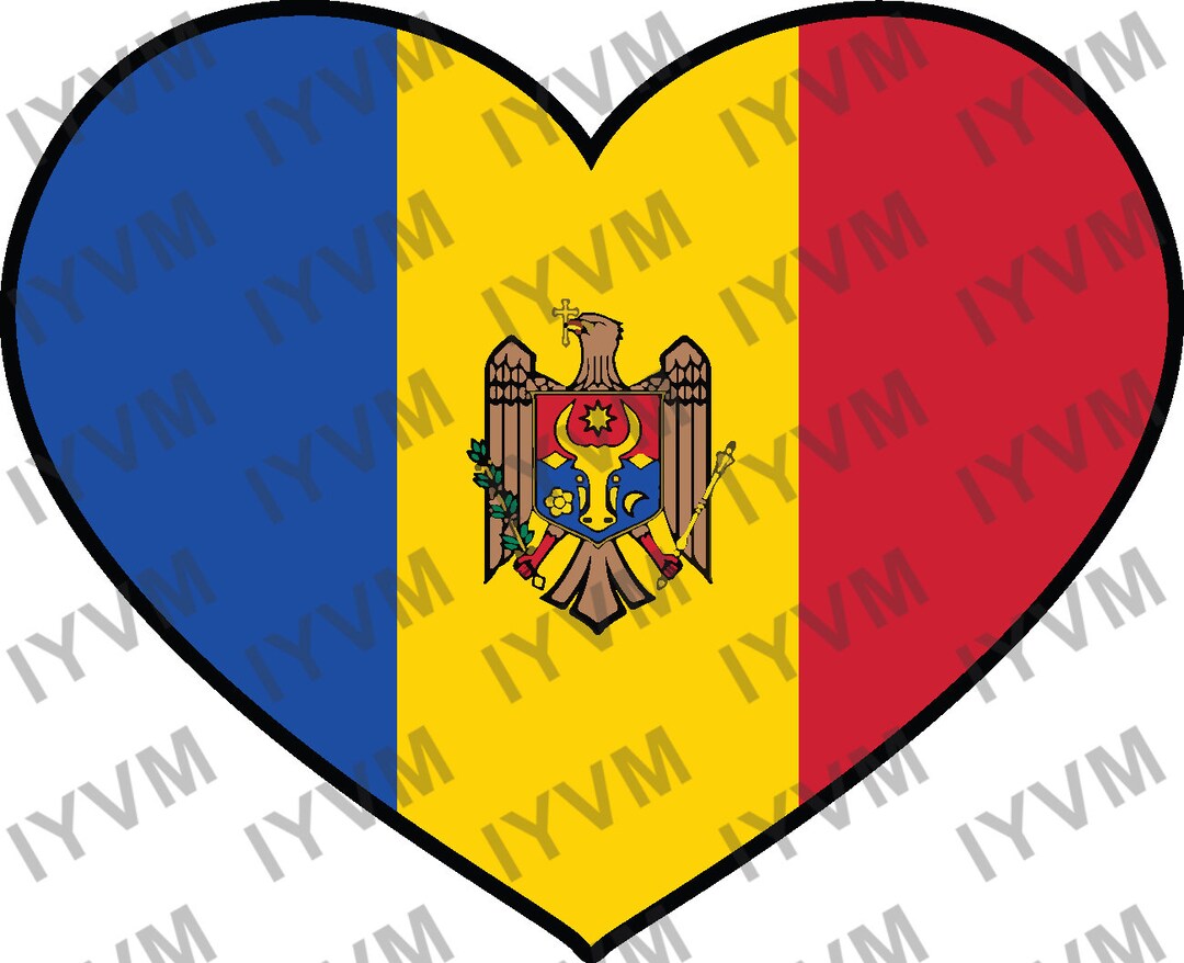 Moldova Flag Heart Sticker Decal / Republic of Moldova / Republica ...