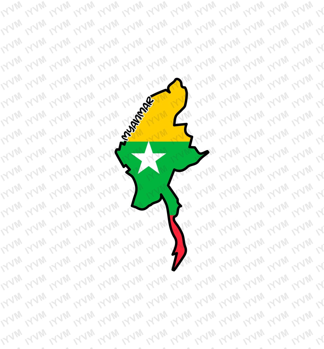 Myanmar Map Iron on Heat Transfer Vinyl HTV / Republic of the Union of ...