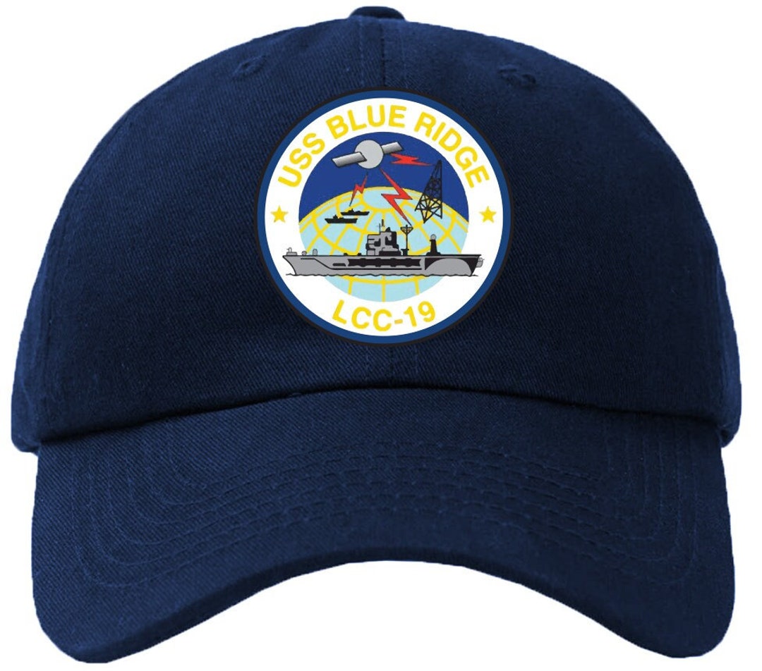 USS Blue Ridge LCC-19 Badge Baseball Cap Hat Hook & Loop Closure Blue ...